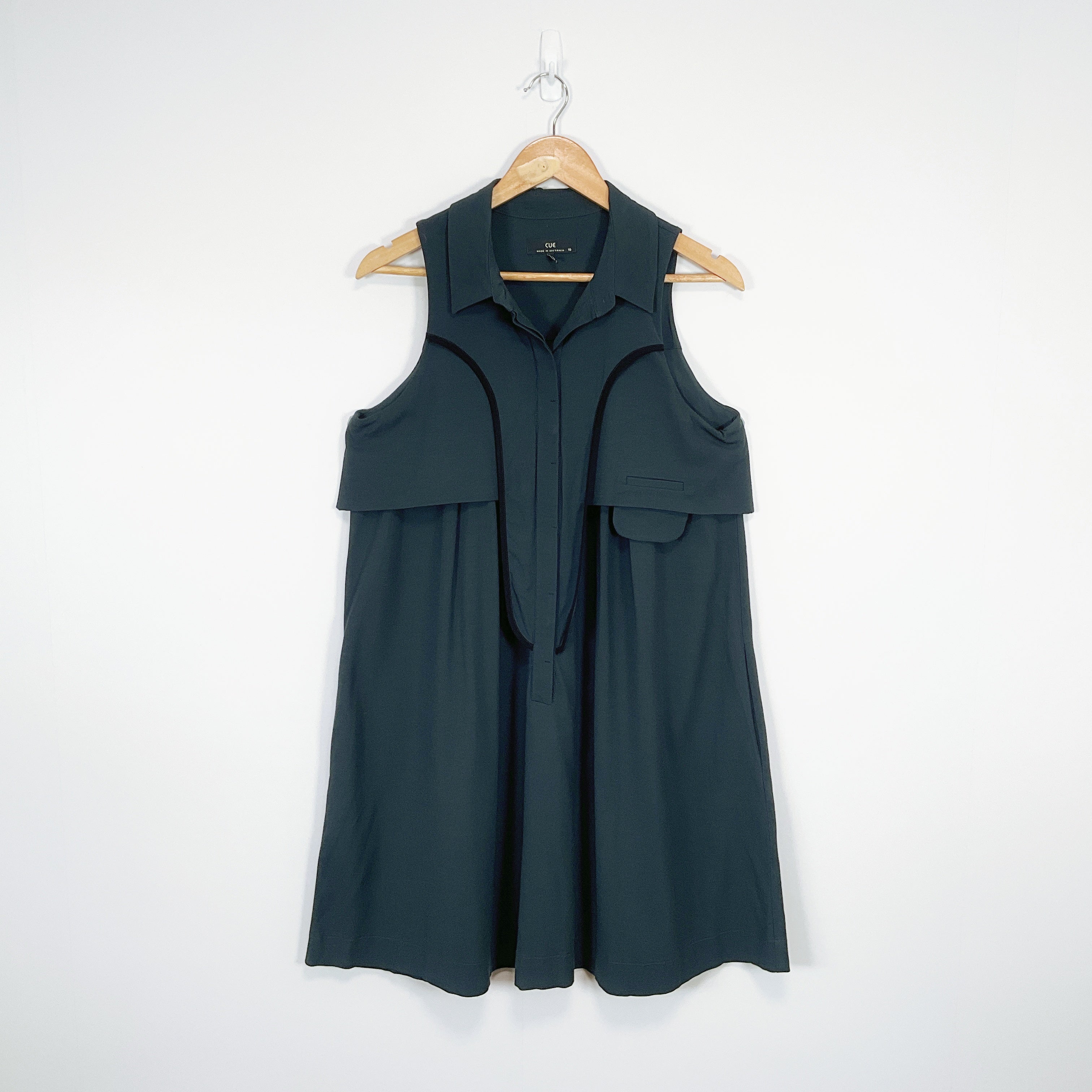 Cue - Tailored Vest Dress in Dark Green – SPCA Op Shops