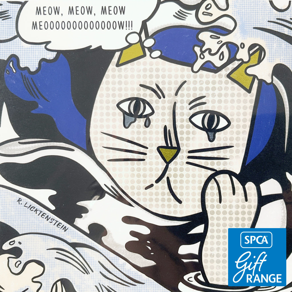 Nia Gould - Drowning Cat by Licktenstein Greeting Card – SPCA Op Shops
