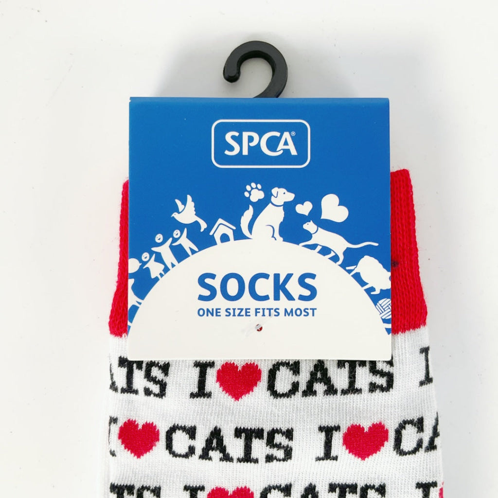 SPCA – SOCKS – I LOVE CATS – WHITE – SPCA Op Shops